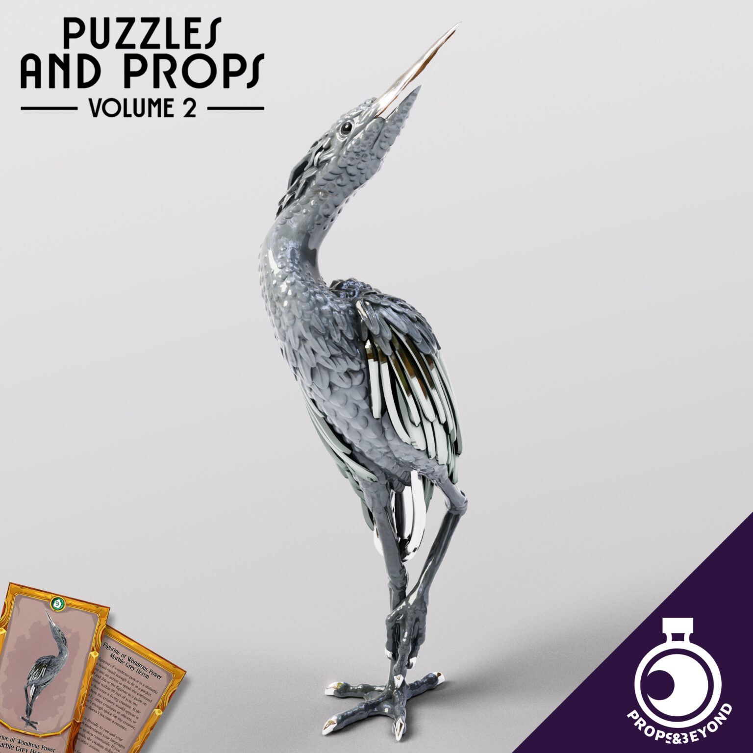 Figurine of Wondrous Power - Marble Grey Heron - Props&Beyond